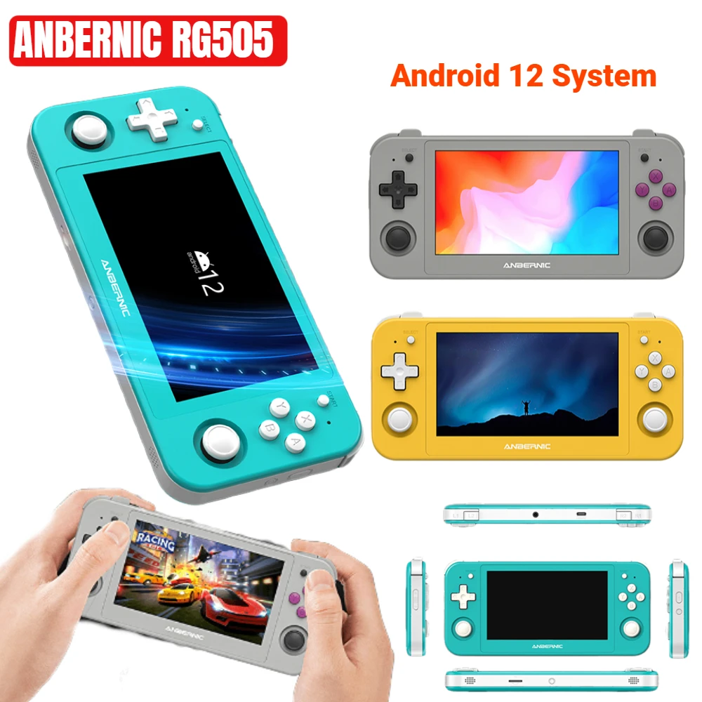 Anbernic rg505 handheld game console 4.95 polegadas oled tela de toque ...