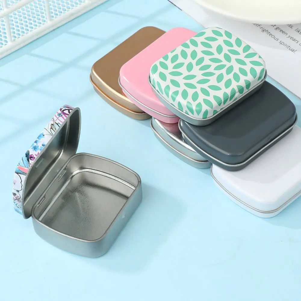 Box Containers Mini Metal Hinged Tin Box Container Portable Small ...