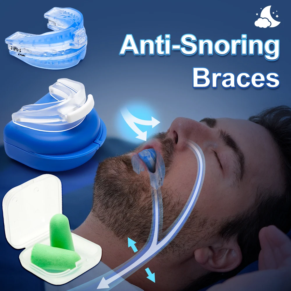 Anti Snoring Silicone Mouthpiece Sleep Earplugs Improve Sleep Anti ...