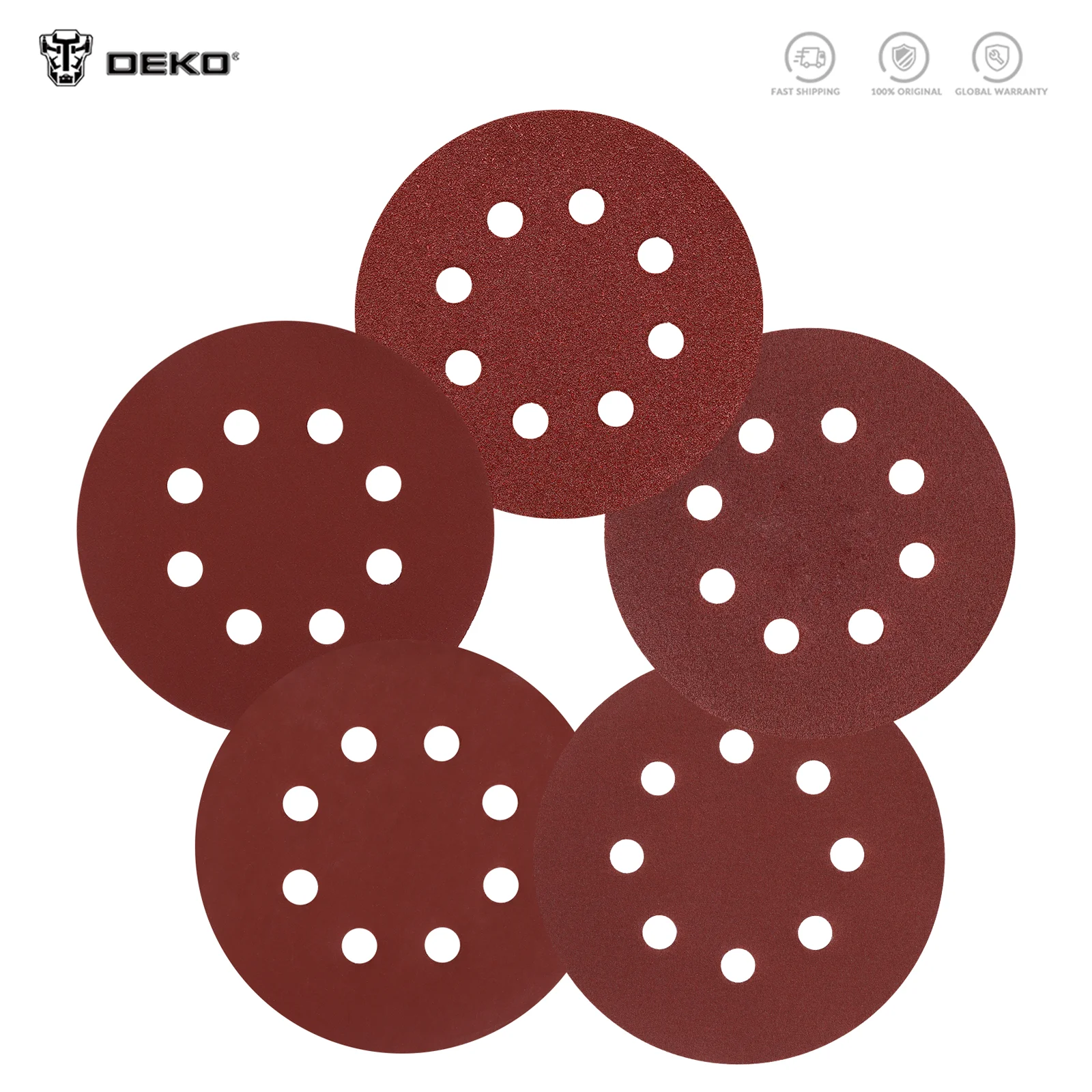 15pcs 125mm Sandpaper Round Shape Sanding Discs Hook Loop Sanding Paper ...