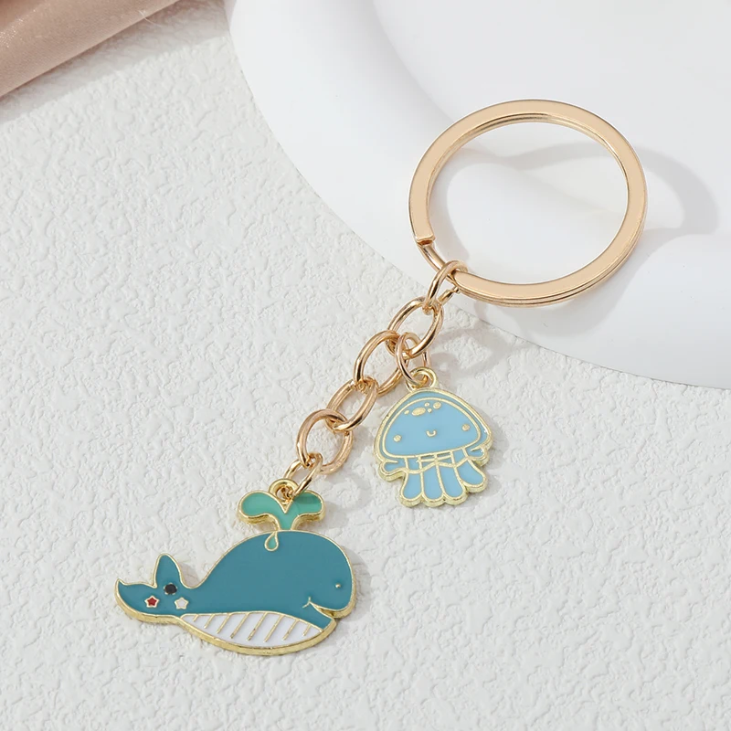 Cute-Enamel-Keychain-Whale-Jellyfish-Ocean-Sea-Animal-Key-Ring-For ...