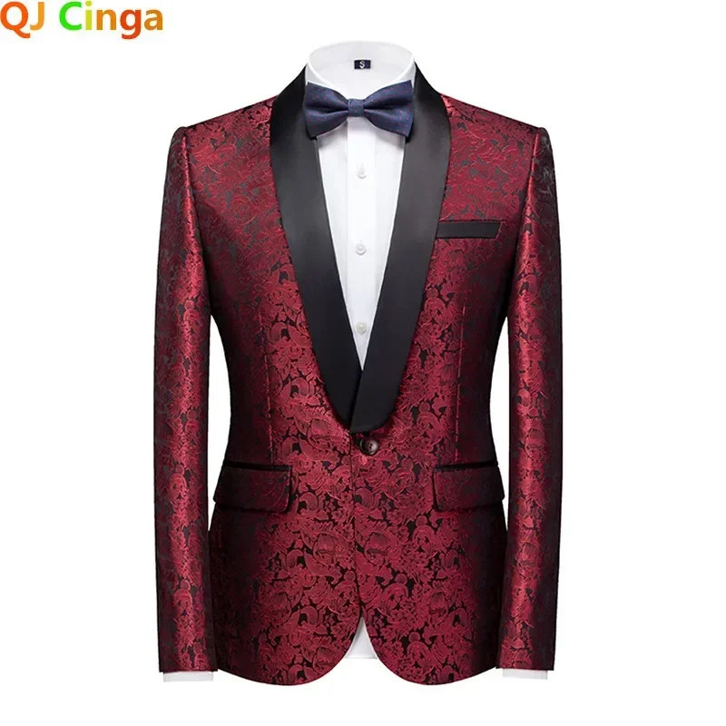 New Blue Jacquard Men's Suit Jacket Wedding Party Suit Men's Blue Red ...