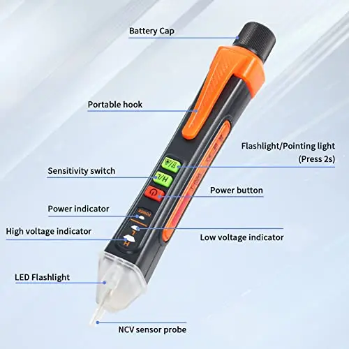 Non Contact Voltage Detector T02A AC Voltage Tester Pen Meter 12-1000V ...
