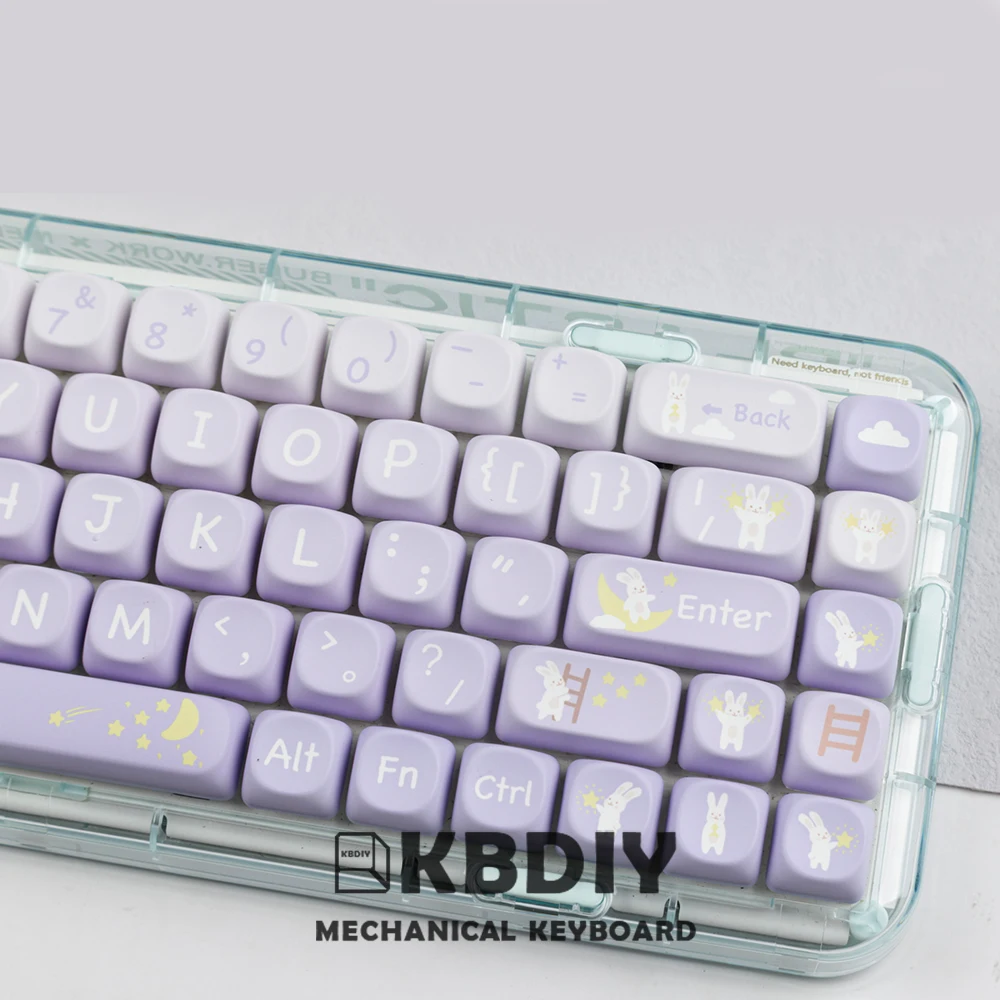 KBDiy-PBT-Keycap-Rabbit-Stars-Theme-Cute-MOA-Profile-135-Keys-Caps-MAC ...