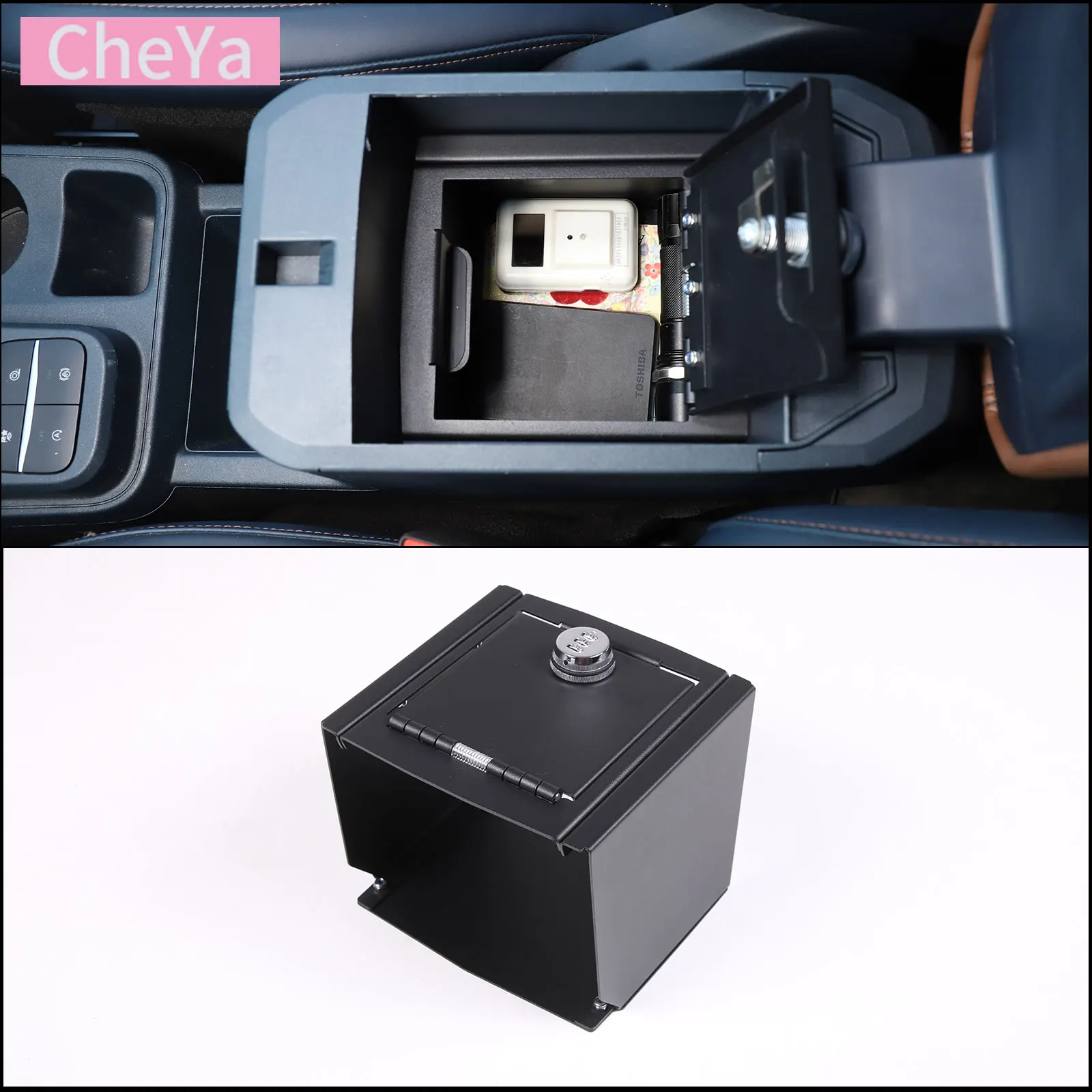 Carbon-Steel-Car-Armrest-Storage-Cabinet-Combination-Lock-Security-Safe ...