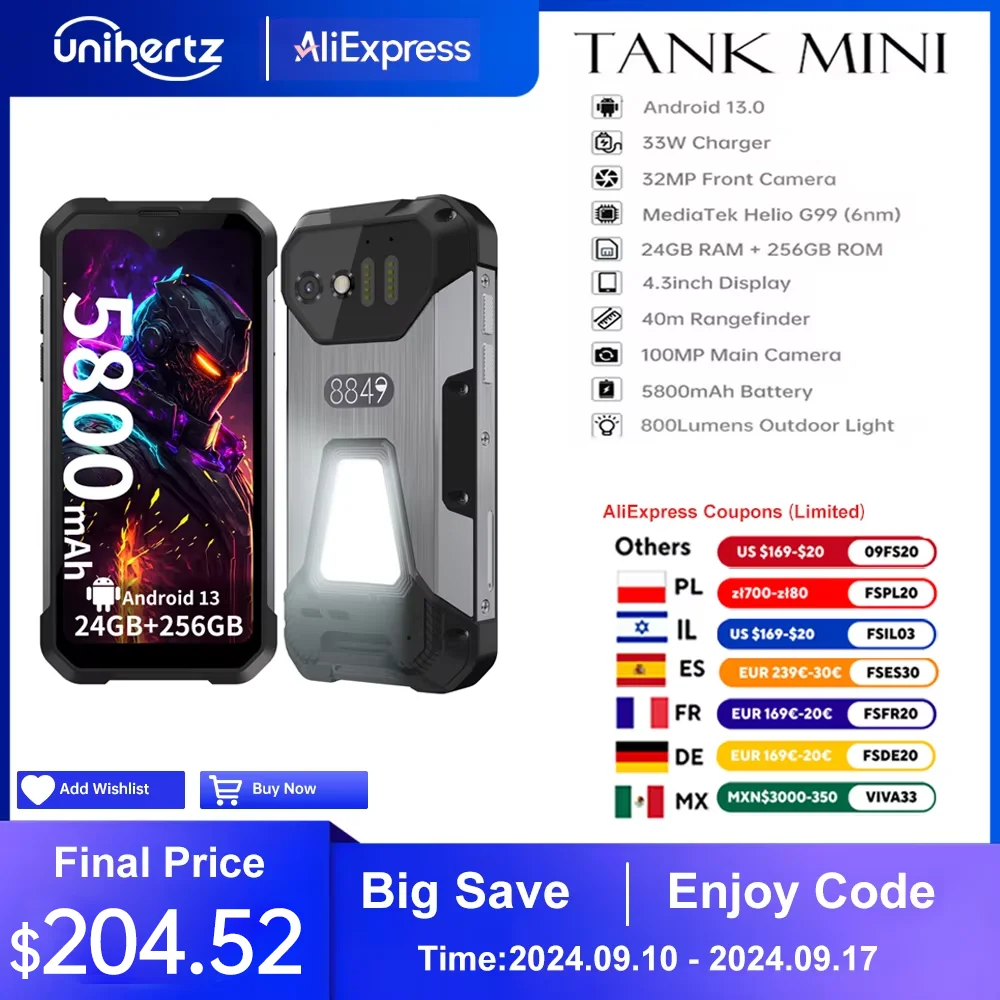 Unihertz-8849-Tank-Mini-Rugged-Smartphone-4-3-Inch-Display-Android-13 ...