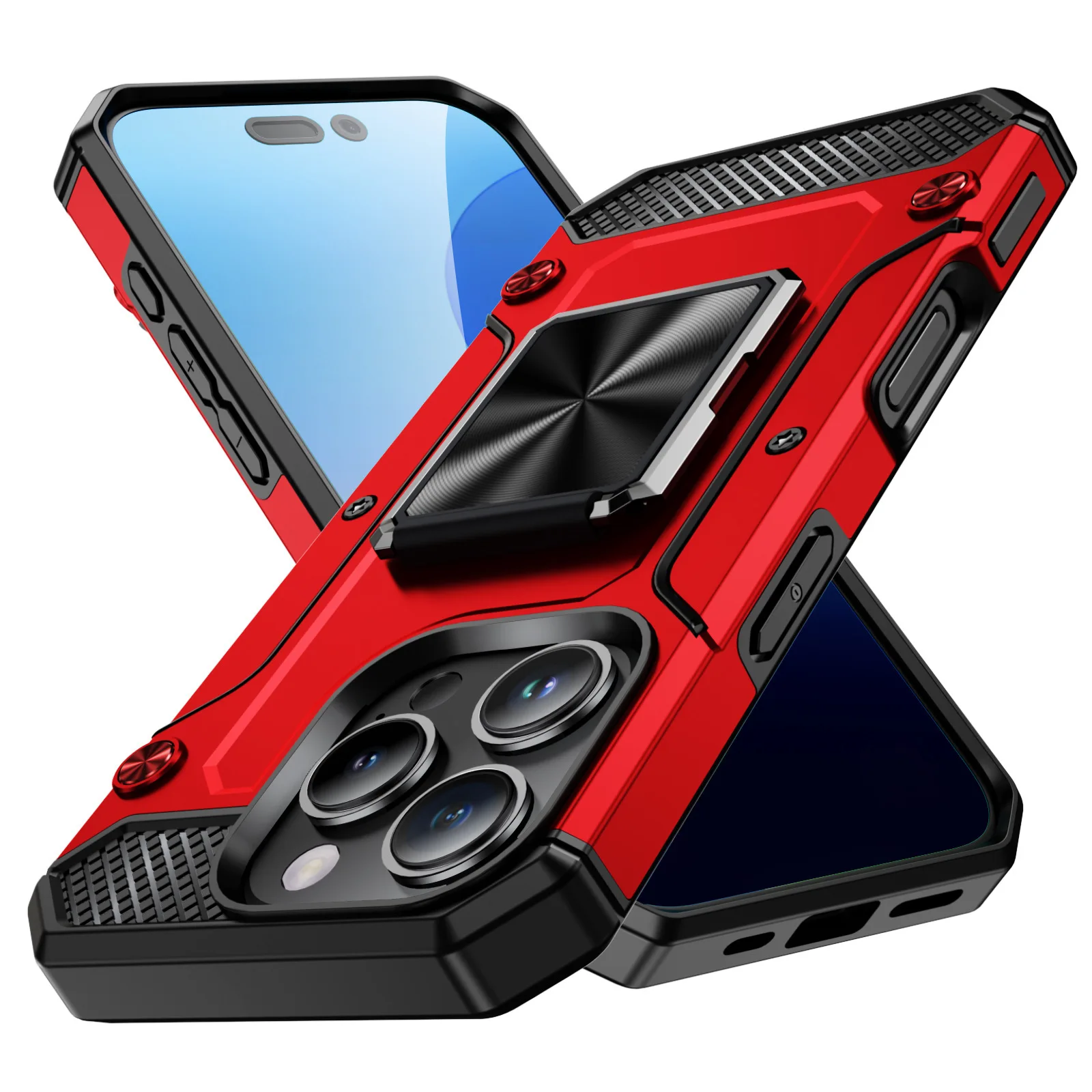For Iphone 16/15/14/13/12 Pro Max Phone Case Magnetic Metal 360 Stand ...