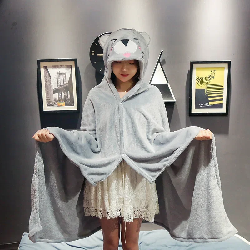 Cartoon-Cute-Cape-Blanket-Flannel-Lazy-Shawl-Cape-Student-Hooded-Home ...