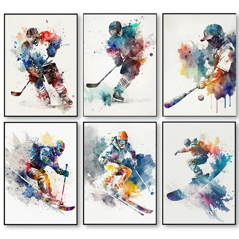 Abstract-Winter-Sports-Ice-Hockey-Ski-Snowboarding-Portrait-Posters ...
