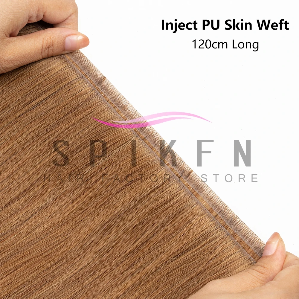 SPIKFN Long Tape Weft Human Hair Extensions Invisible Inject PU Skin ...