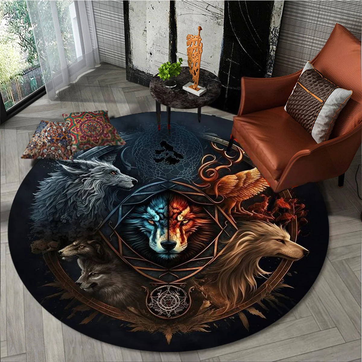 3D-Animal-Wolf-Round-Area-Rug-Carpet-for-Living-Room-Bedroom-Sofa ...