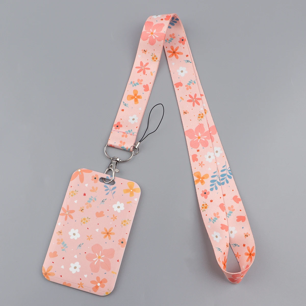 LX1356 Pink Flower Neck Strap Lanyard for Keys Keychain Badge Holder ID ...