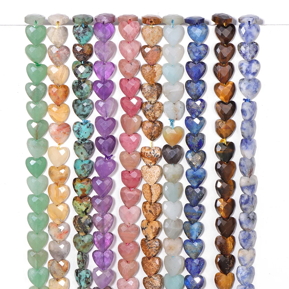 8MM Faceted Love Heart Natural Stone Agates Amethyst Loose Space Beads ...