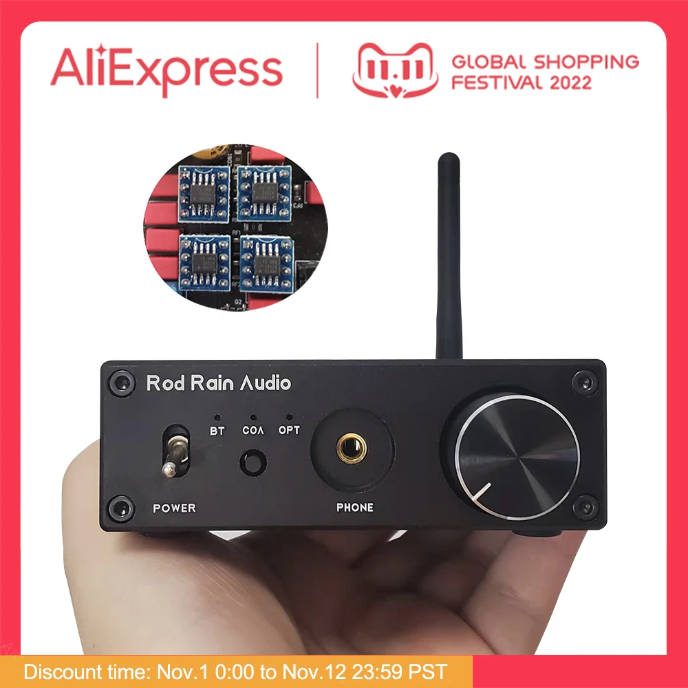 Rod Rain Audio decodificador de sonido HIFI, ES9038Q2M, DAC, QCC5125 ...