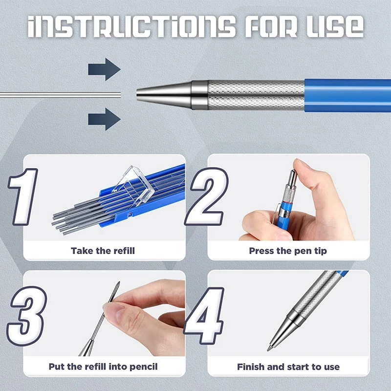 Welders Pencils Set,8Pcs Welding Marking Pencils With 96Pcs 2Mm Silver ...