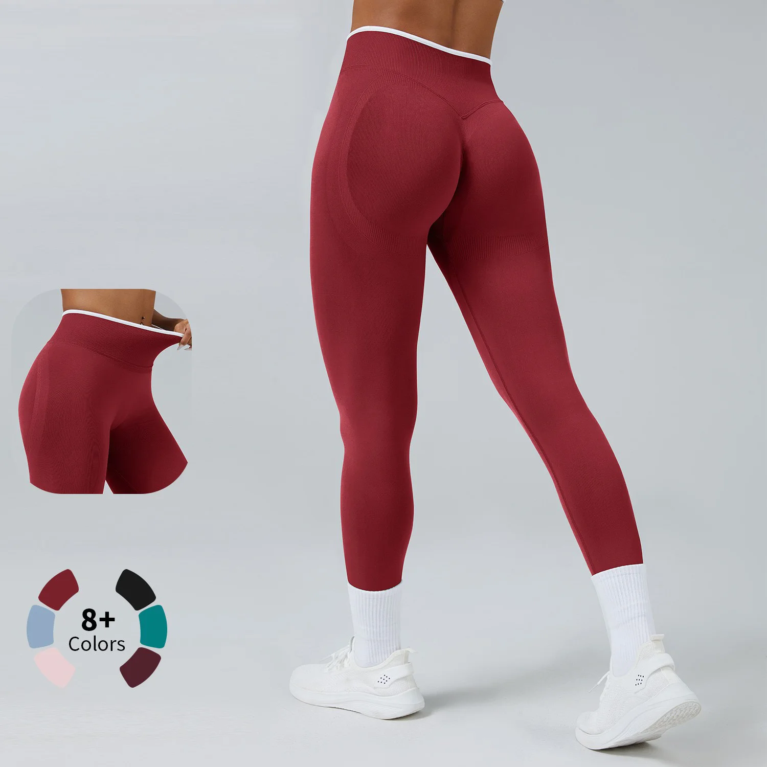 Women's Middle Waist Seamless Yoga Leggings Push-Up Sport Fitness ...
