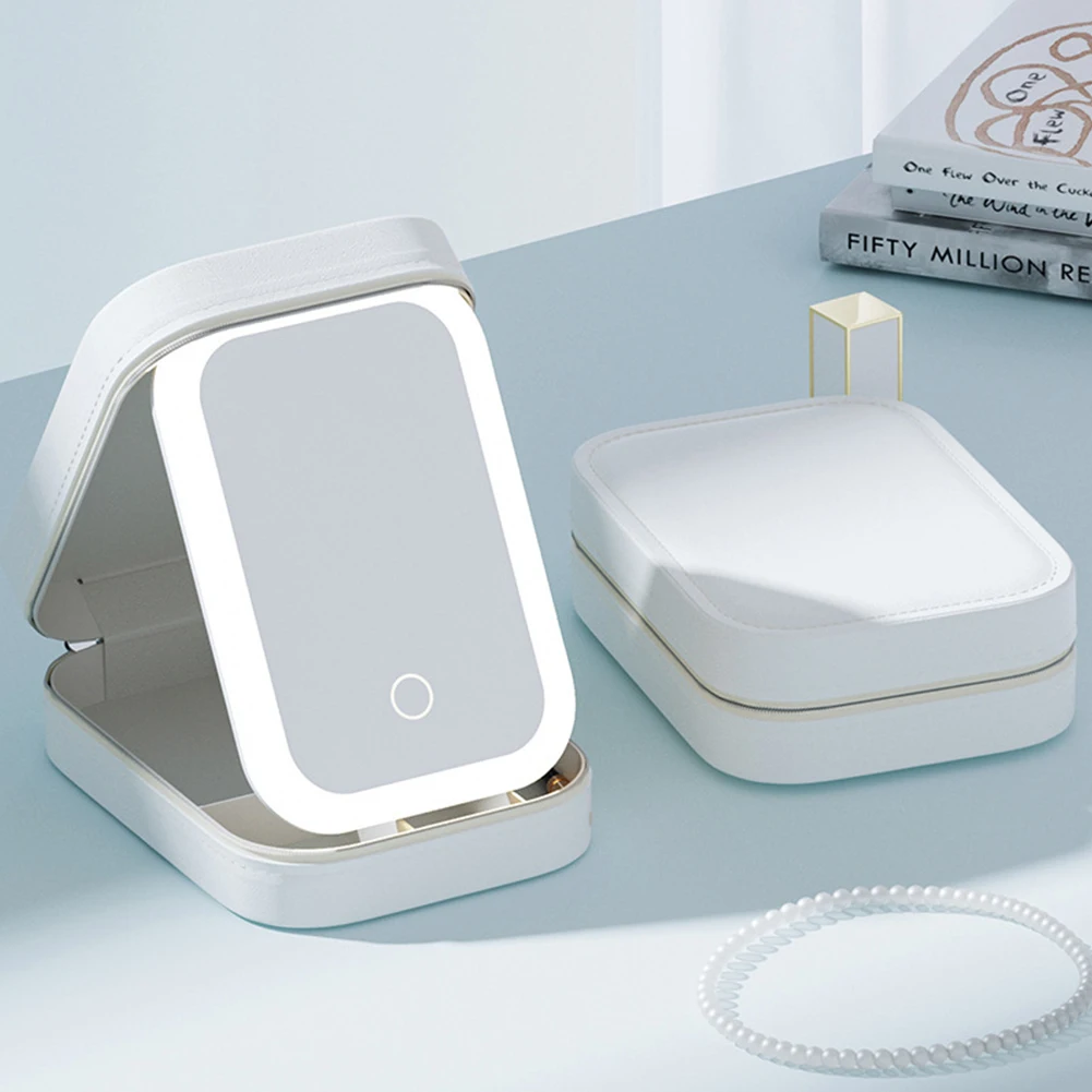 Cosmetics-Storage-Box-PU-Leather-Simple-Makeup-Case-with-Mirror-3-Color ...