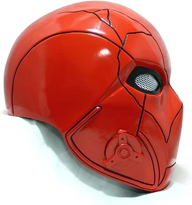 Casco de capucha roja con máscara de grietas, máscara de Cosplay ...