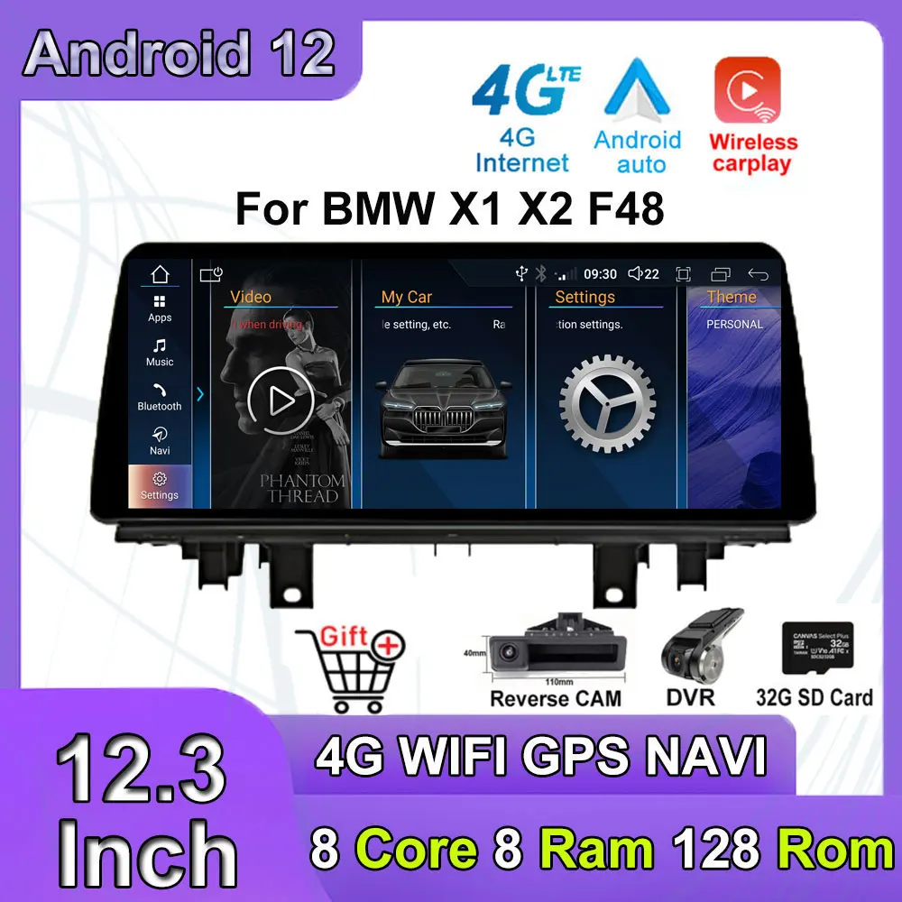 12.3 Inch Screen Android 12 For Bmw X1 X2 F48 2016-2020 Nbt/evo System Car Carplay Head Unit ...