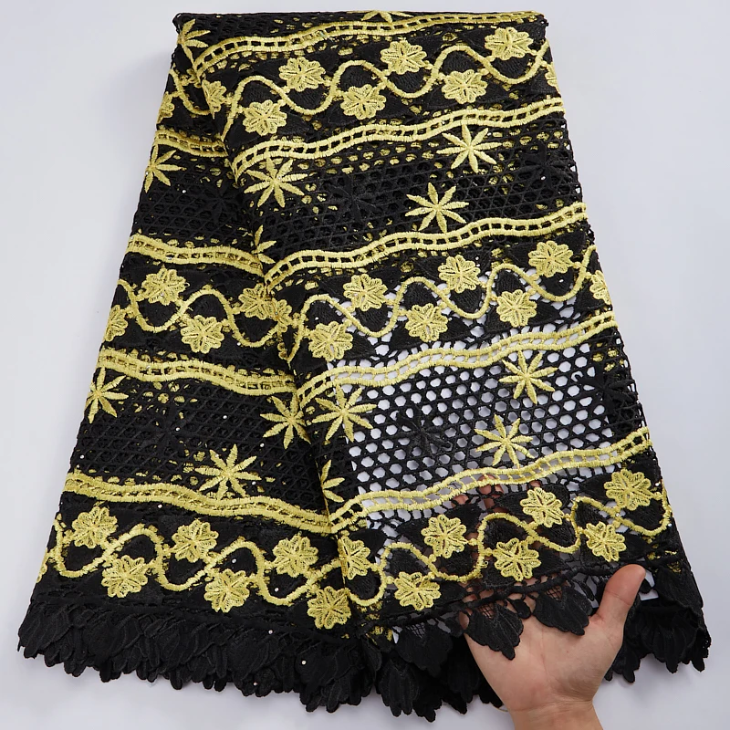 African Water Soluble Lace with Crystals Nigerian Guipure Cord Lace ...