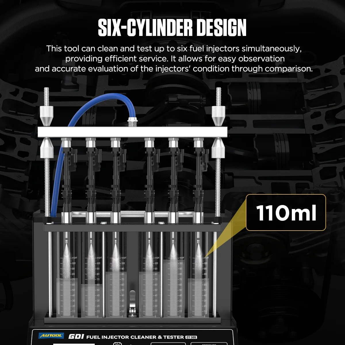 AUTOOL CT500 GDI EFI FEI Fuel Injector Cleaner & Tester Machine 6 ...