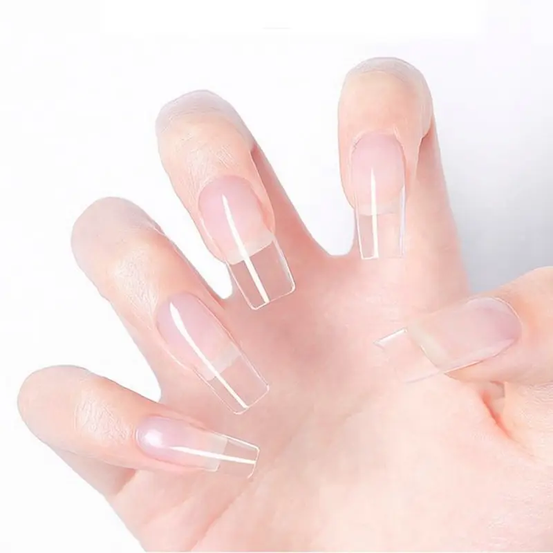 240PCs-Transparent-Nails-Extension-Full-Cover-Sculpted-Clear-Stiletto ...