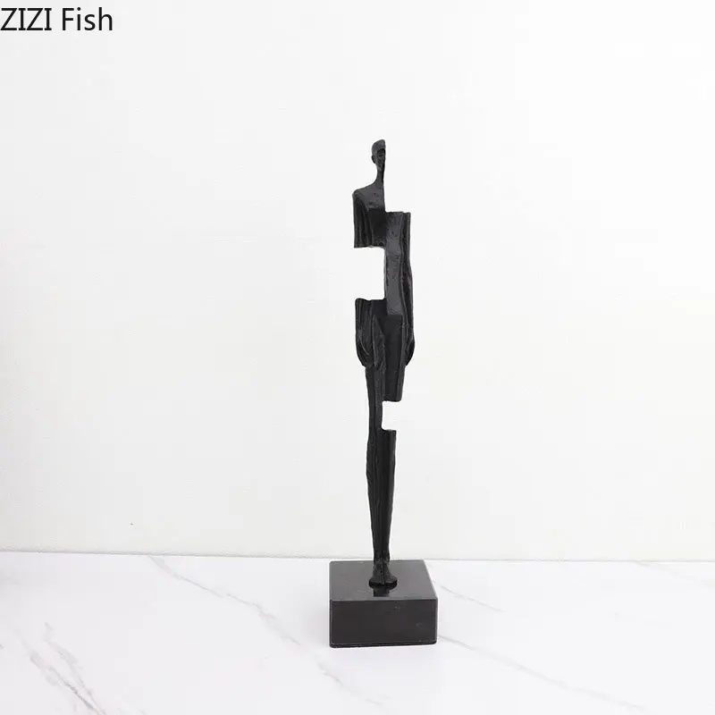 Black-Minimalist-Cast-Iron-Figures-Sculpture-Crafts-European-Abstract ...