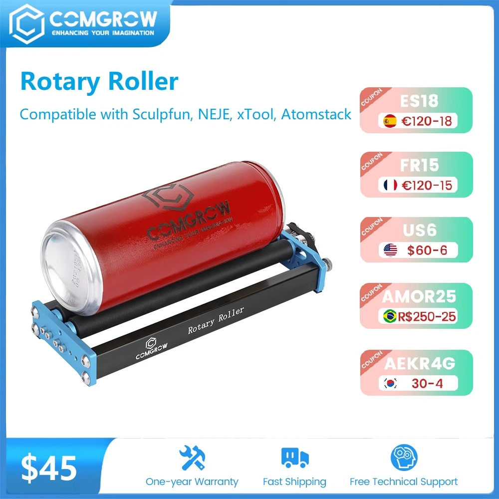 Comgrow – Graveur Laser, Rouleau Rotatif En Aluminium, Axe Y, Module De ...