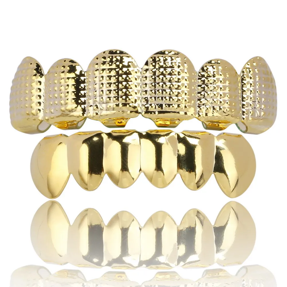 RACHELZ Hip Hop Bump Grid Texture Teeth Grillz Cap Fashion Gold Plated ...