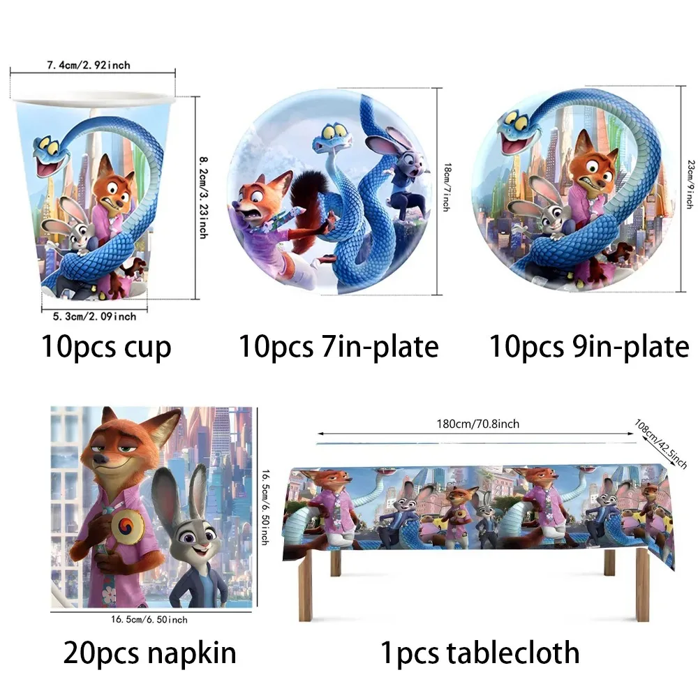 New Zootopia 2 Theme Birthday Party Decorations Tableware Cup Plates ...