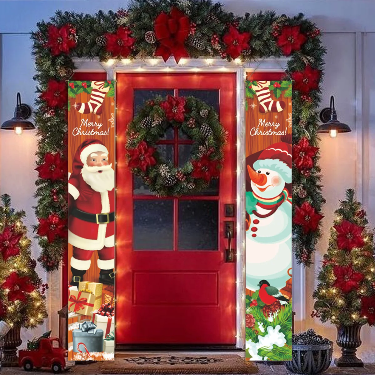 1set Christmas 2024 Decorations Door Banner Merry Christmas Santa ...