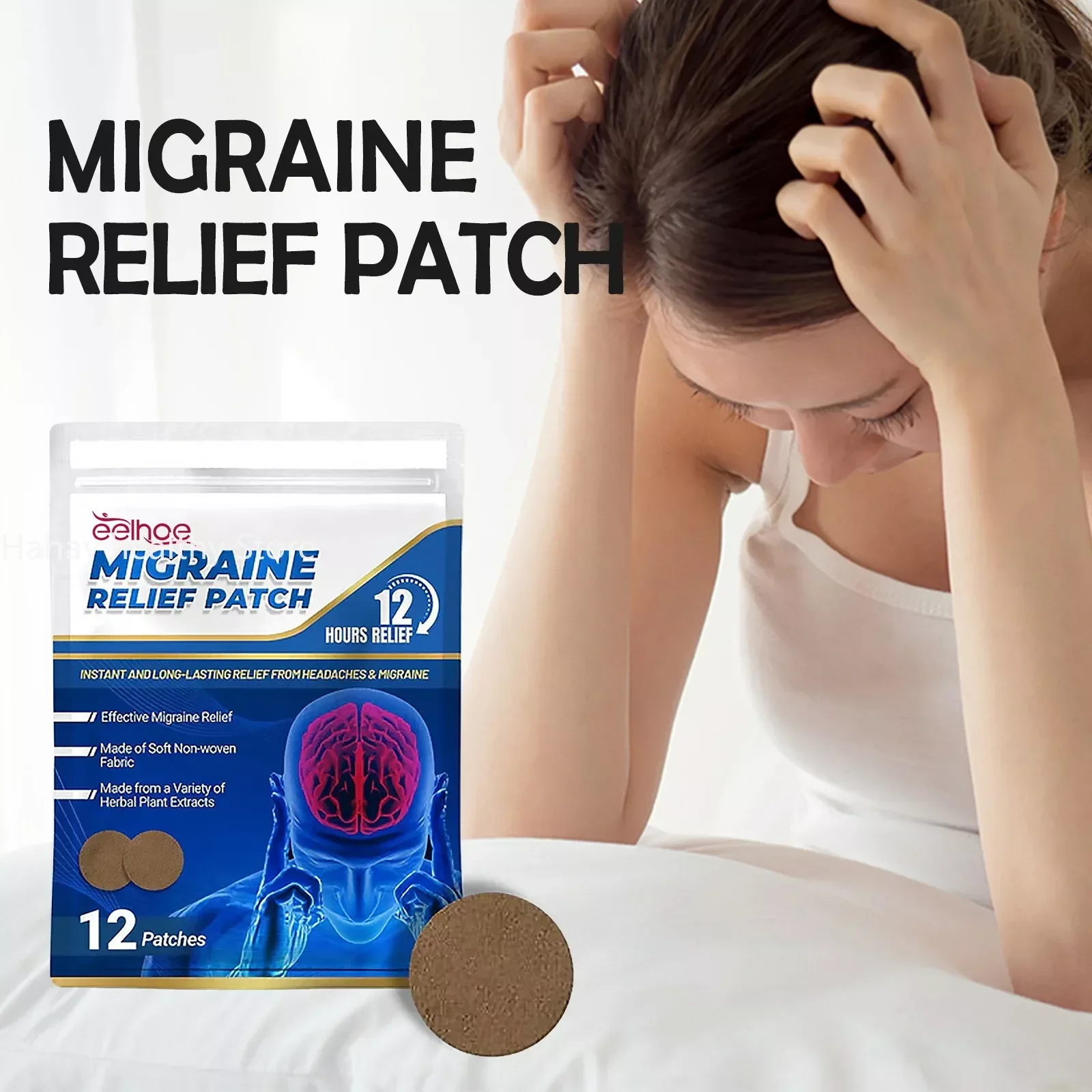 Migraine-Relief-Patch-Headache-Sickness-Dizziness-Treatment-Anti-Stress-Help-Sleeping-Brain ...