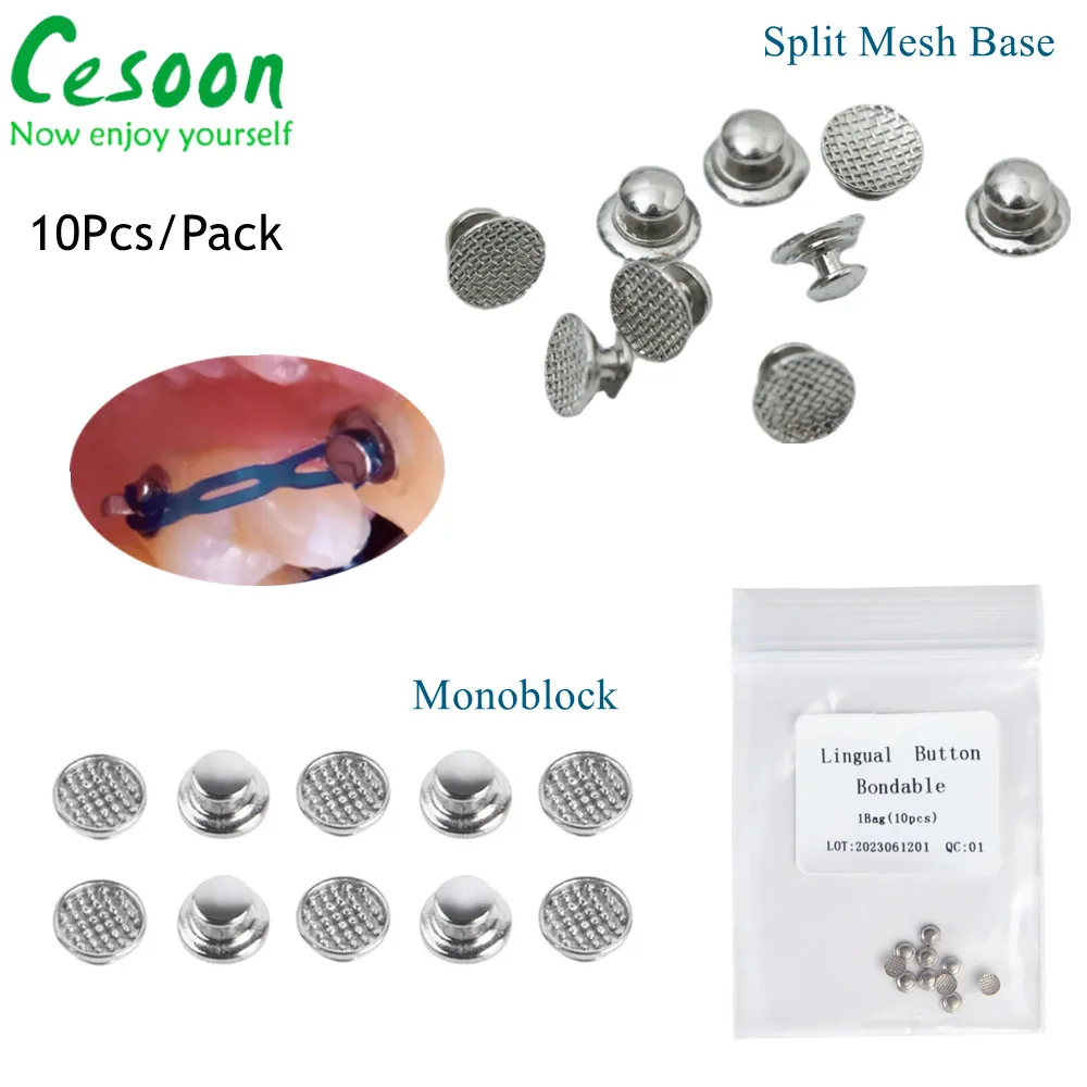 10Pcs-Pack-Dental-Orthodontic-Lingual-Buttons-Bondable-Metal-Mesh-Base ...