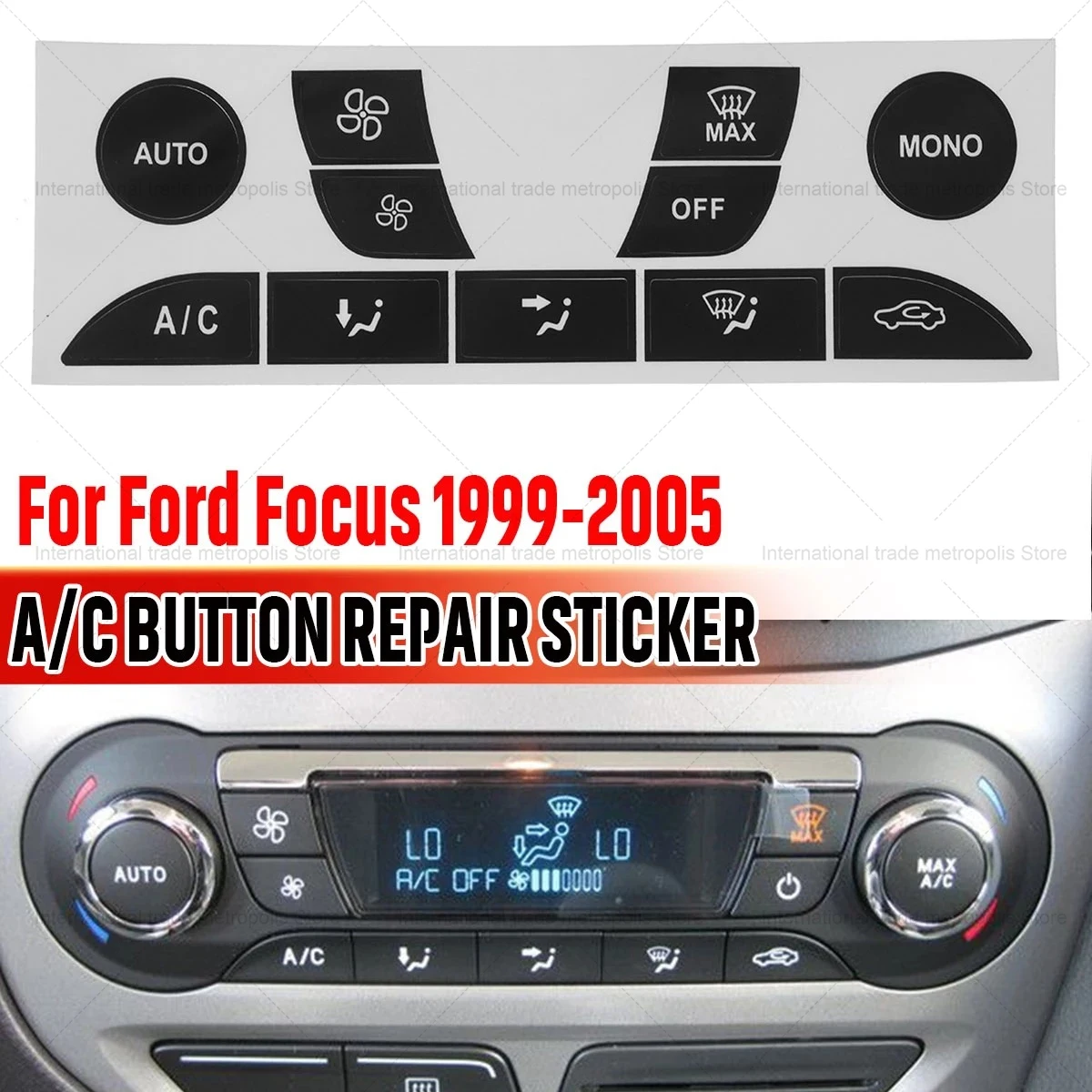 High Quality Button Repair Sticker Car Center Console A/C Climate ...