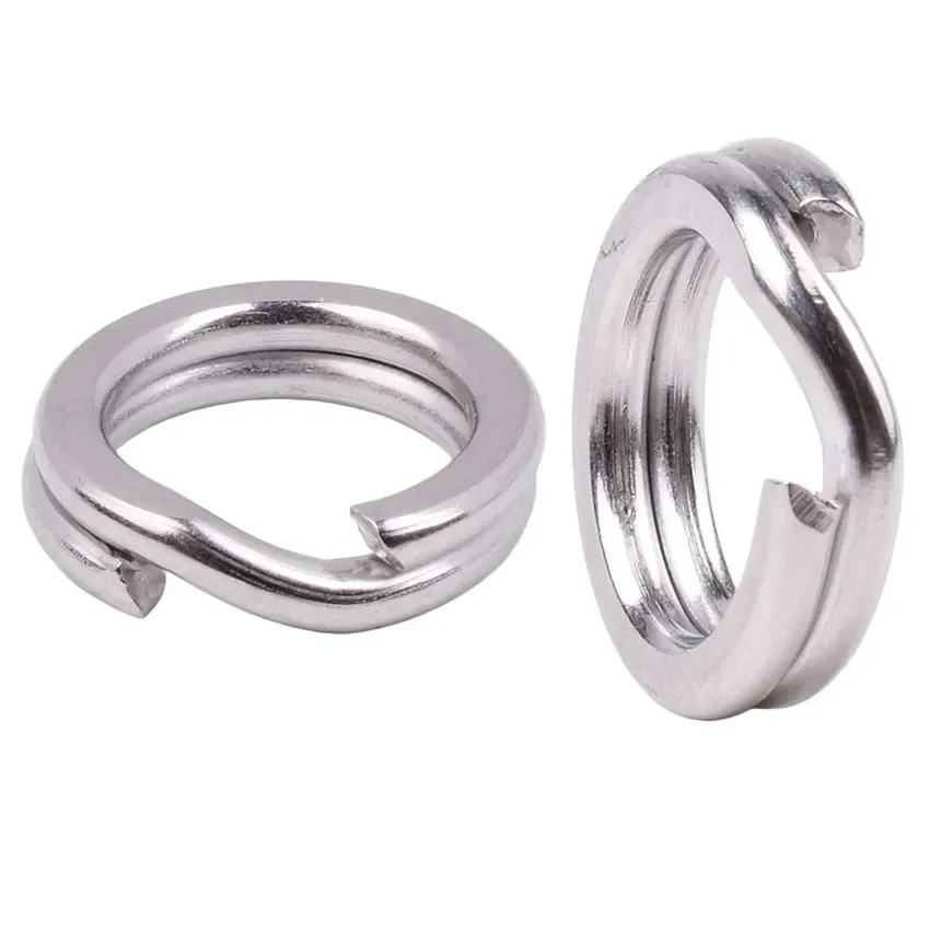 50pcs/box Stainless Steel Split Ring Fishing Double Oval Split Ring Solid Ring Accessories For ...