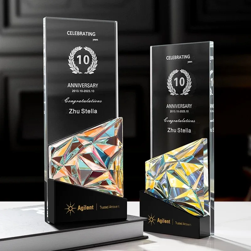 Custom Colorful Crystal Glass Trophy Free Laser Engraving LOGO Name ...