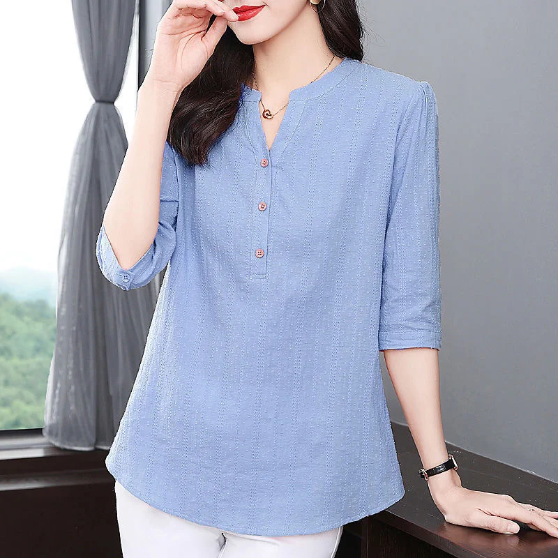 5XL Women Spring Summer Blouses Shirts Lady Fashion Casual Half Sleeve ...