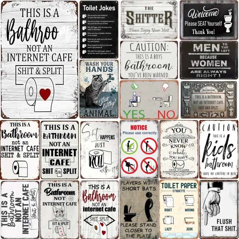 Funny-Restroom-Sarcastic-Metal-Tin-Sign-Posters-Bathroom-Decor-Wall ...