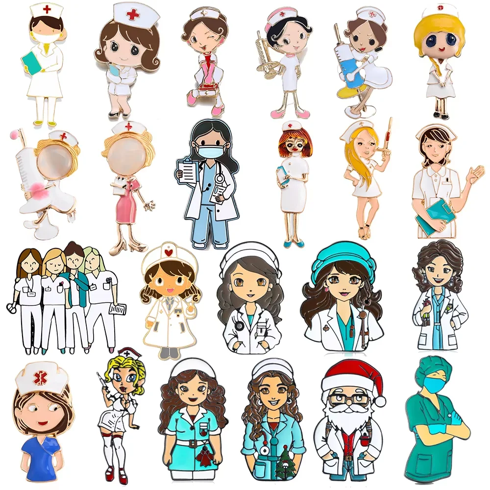 Medsor Cartoon Nurse Enamel Pins Brooches Cute Medical Women Doctor ...