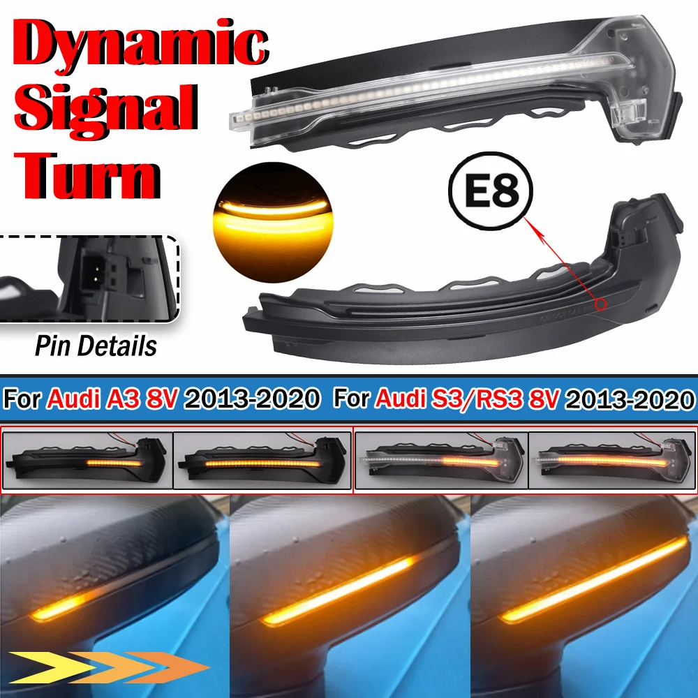 For Audi A3 8V S3 RS3 2013 2014 2015 2016-2020 LED Dynamic Turn Signal ...