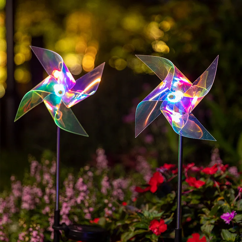 2 Pack Windmill Solar Light Outdoor Solar Garden Stake Light Solar ...