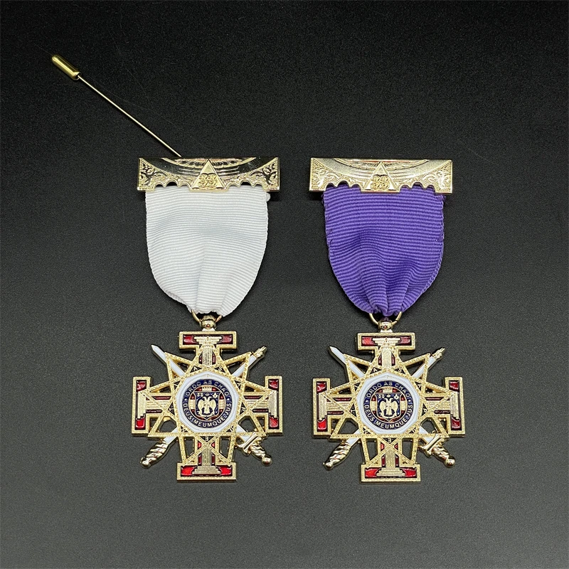 Classic Masonic Ribbon Medal Double Headed Eagle 33 Badge Vintage Mason ...