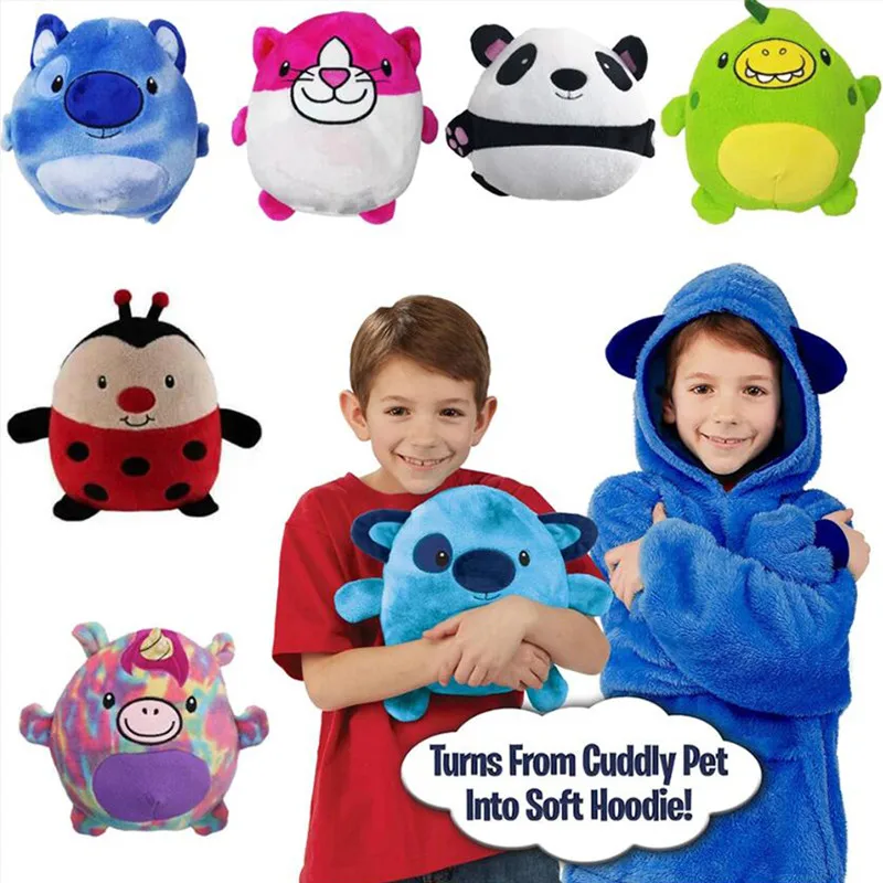Children's Hoodie Kids Boy Girl Pet Folded Plush Doll Hooded Blanket ...