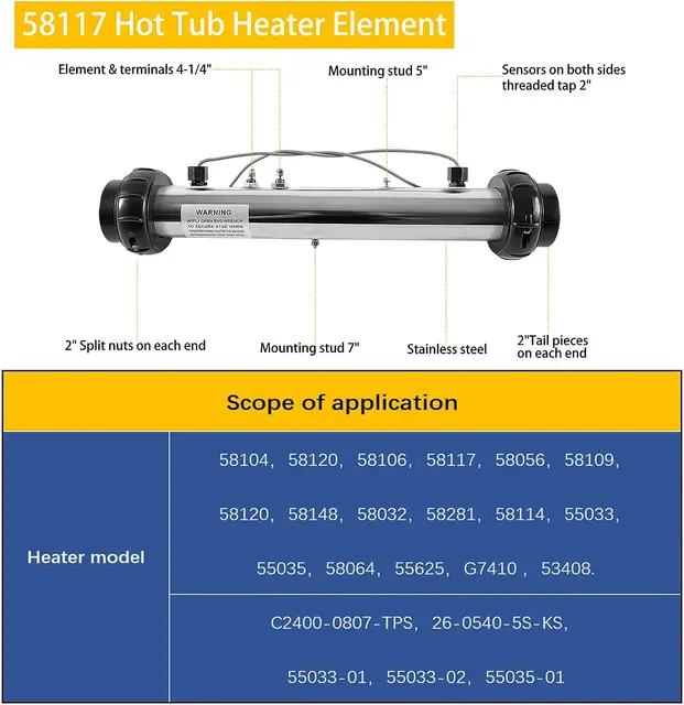 Balboa Heater 4.0 Kw 800 15in 2x2 M7 Stud 58104 Balboa M7 Spa Heater ...
