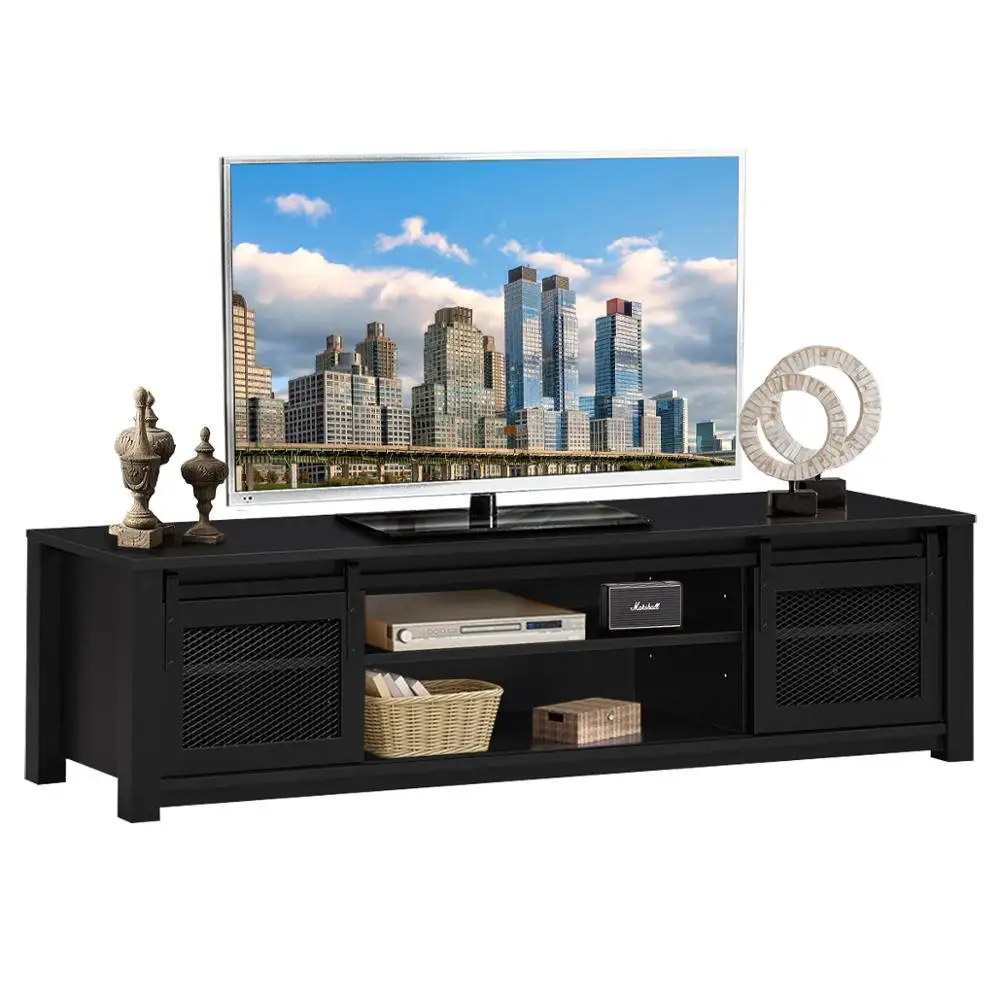 Tv Stand Entertainment Center For Tv's Up To 65" With Sliding Mesh ...