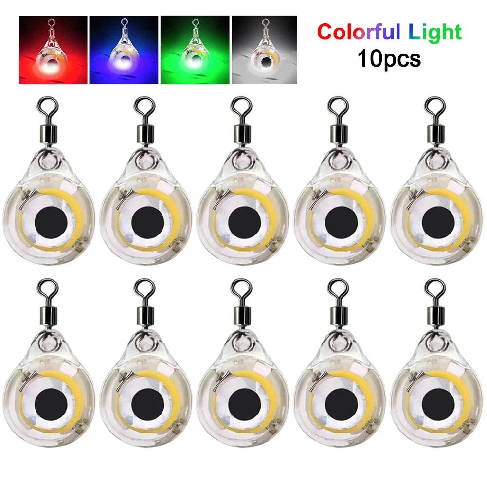 10Pcs-Lighted-Flasher-Bait-Mini-Eye-Shape-Fish-Lures-Attractant-Battery ...