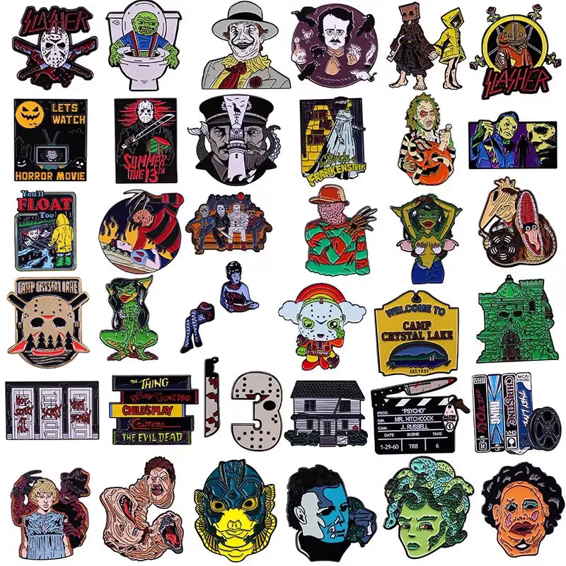 Halloween Horror Movies Enamel Pin Brooches For Women Lapel Pins Badge ...