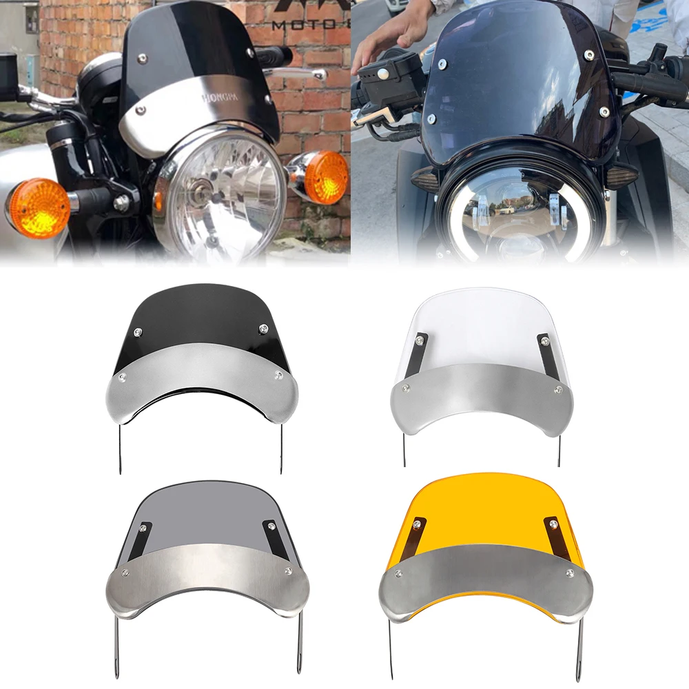 Wind-Deflector-5-7-inch-Universal-Motorcycle-Headlight-Windshield ...