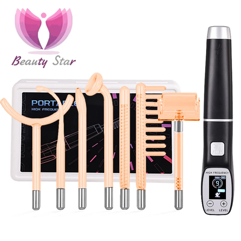 High Frequency Facial Massager Electrotherapy Wand Glass Remove ...