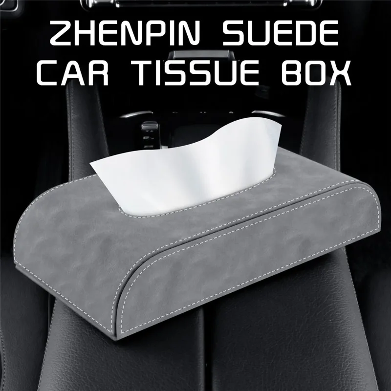 Car-Tissue-Holder-Black-Suede-Tissue-Box-Rectangular-Pumping-Paper-Box ...